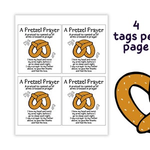Pretzel Prayer Poem Gift Tags for Kids Church, Christian Summer Camp ...
