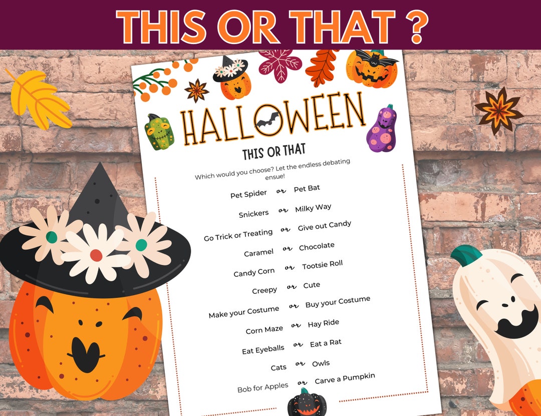 Halloween This or That Halloween Printable Game Halloween - Etsy
