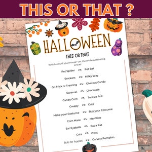 Halloween This or That Halloween Printable Game Halloween - Etsy