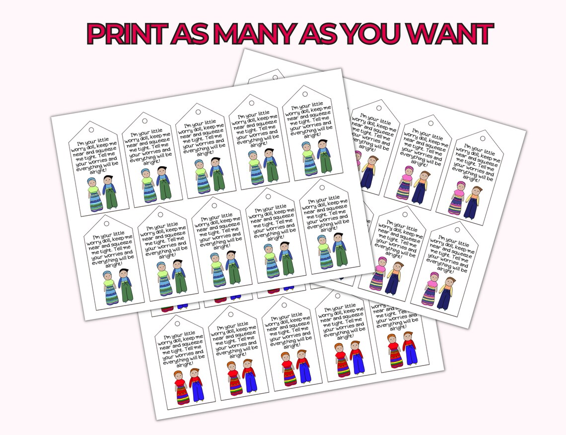 Worry Doll Tags & Cards, Worry Doll Card for Little Guatemala Doll ...