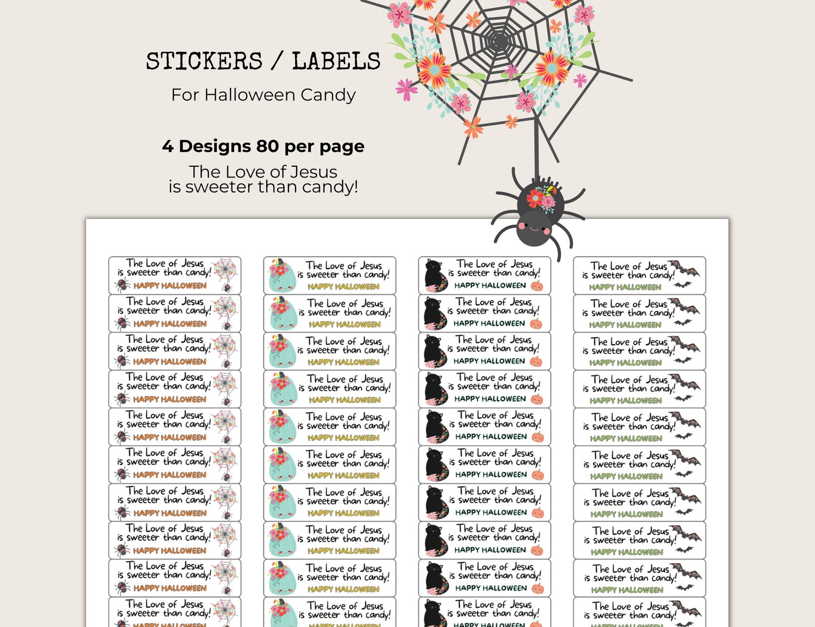 Christian Halloween, Printable Stickers Labels for Candy, Christian ...