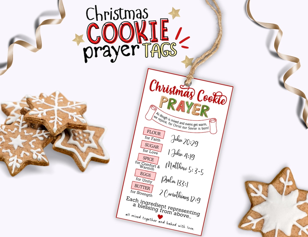 Christmas Prayer Tags for Tray of Cookies, Christmas Cookie Gift Tag ...
