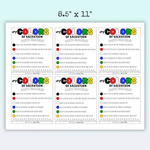 Colors of Salvation Bracelet Craft Cards & Tags, Printable Bible Lesson ...