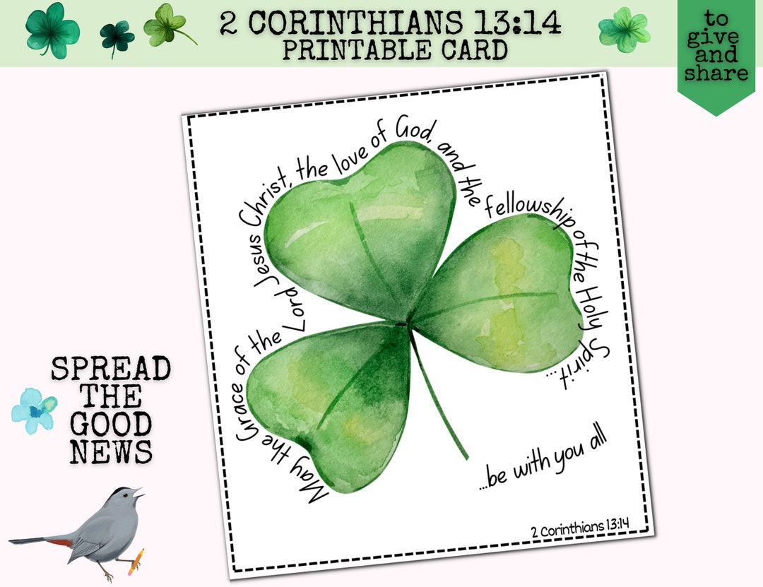 Shamrock Holy Trinity - 2 Corinthians 13:14, St. Patrick's Day Bible ...