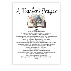Teacher's Prayer Printable Gift for Teachers in Christian School ...