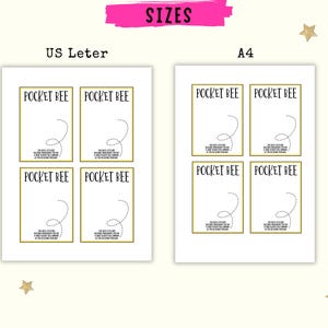 Printable Pocket Bee Cards for Crochet Bees, Bee Charms, Amigurumi Bees ...