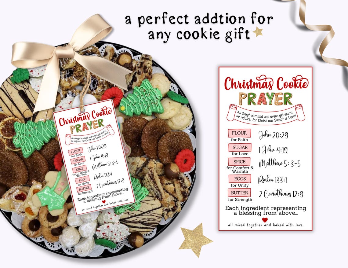 Christmas Prayer Tags for Tray of Cookies, Christmas Cookie Gift Tag ...