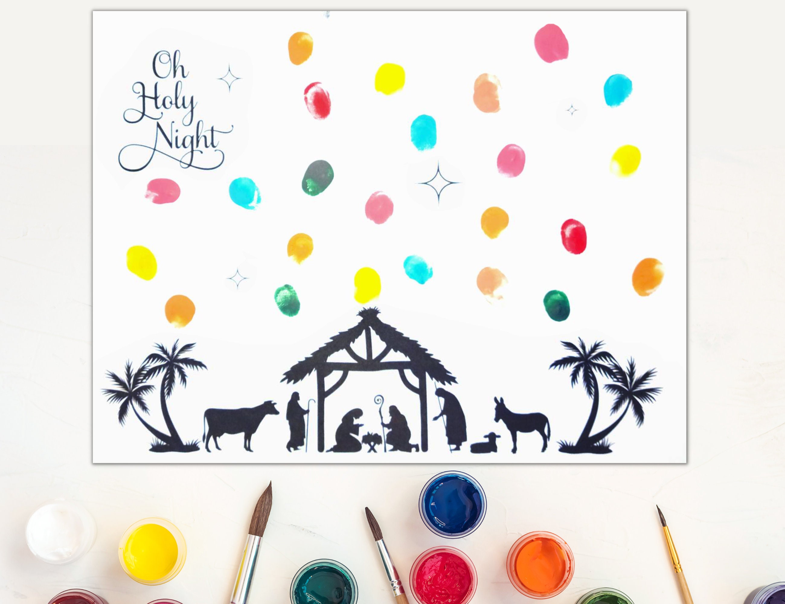 Manger Fingerprint Craft, Thumbprint Craft for Kids, Christmas Craft - Etsy