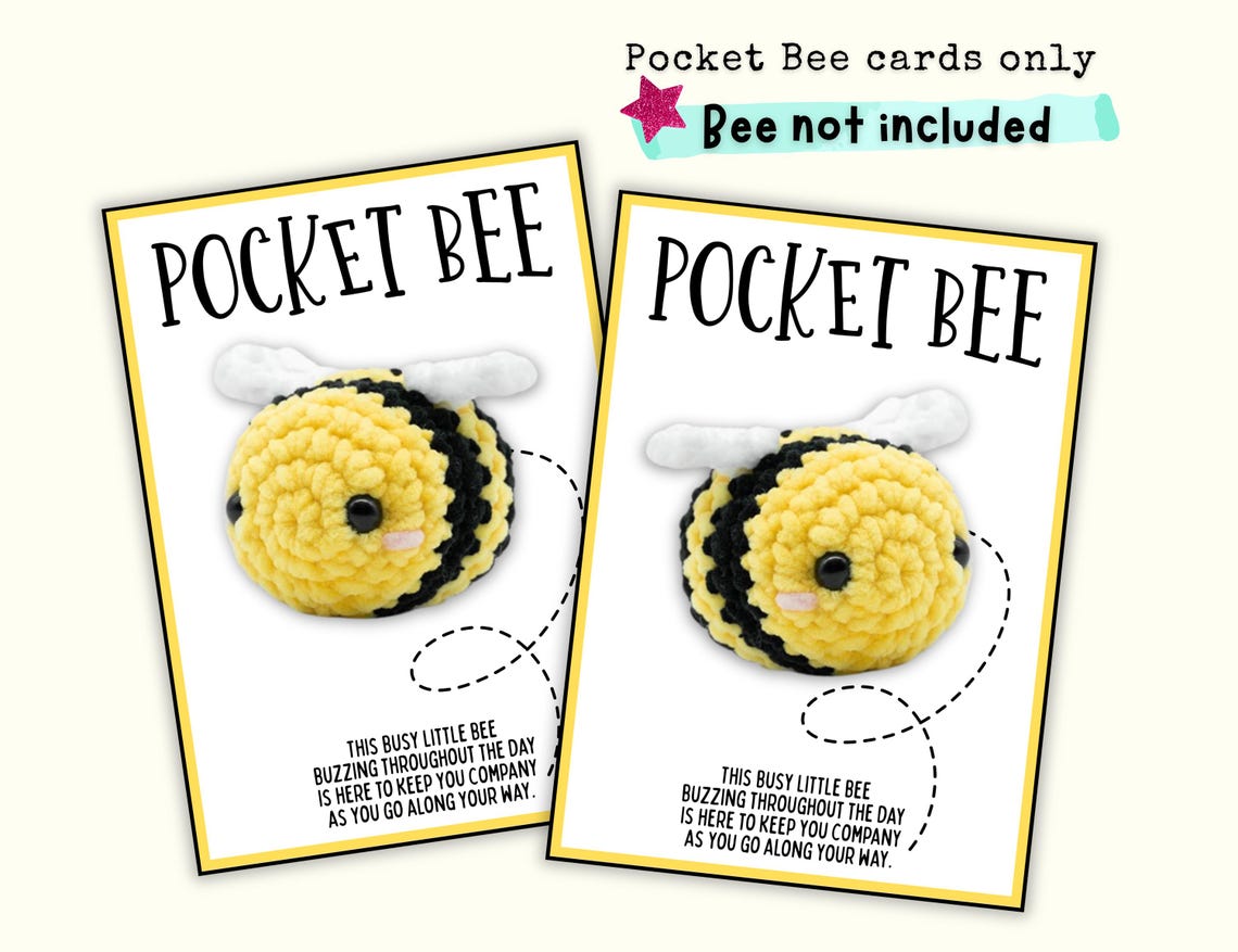 Printable Pocket Bee Cards for Crochet Bees, Bee Charms, Amigurumi Bees ...