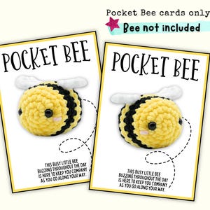 Printable Pocket Bee Cards for Crochet Bees, Bee Charms, Amigurumi Bees ...