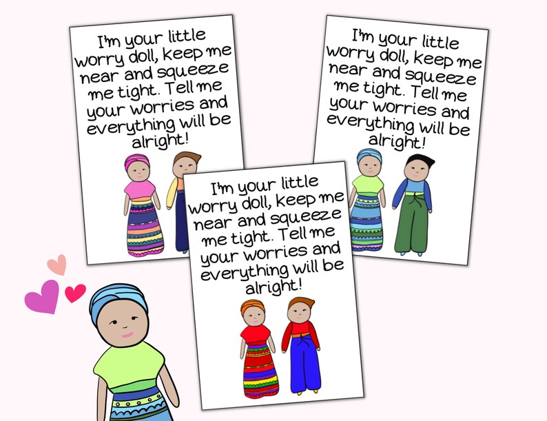 Worry Doll Tags & Cards, Worry Doll Card for Little Guatemala Doll ...