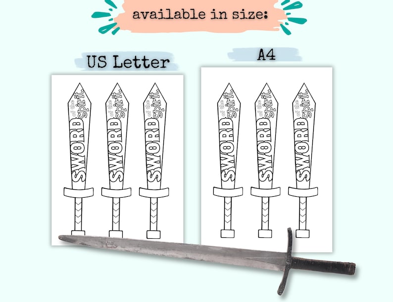 Sword of the Spirit Armor of God Bookmark Coloring Activity for Kids ...