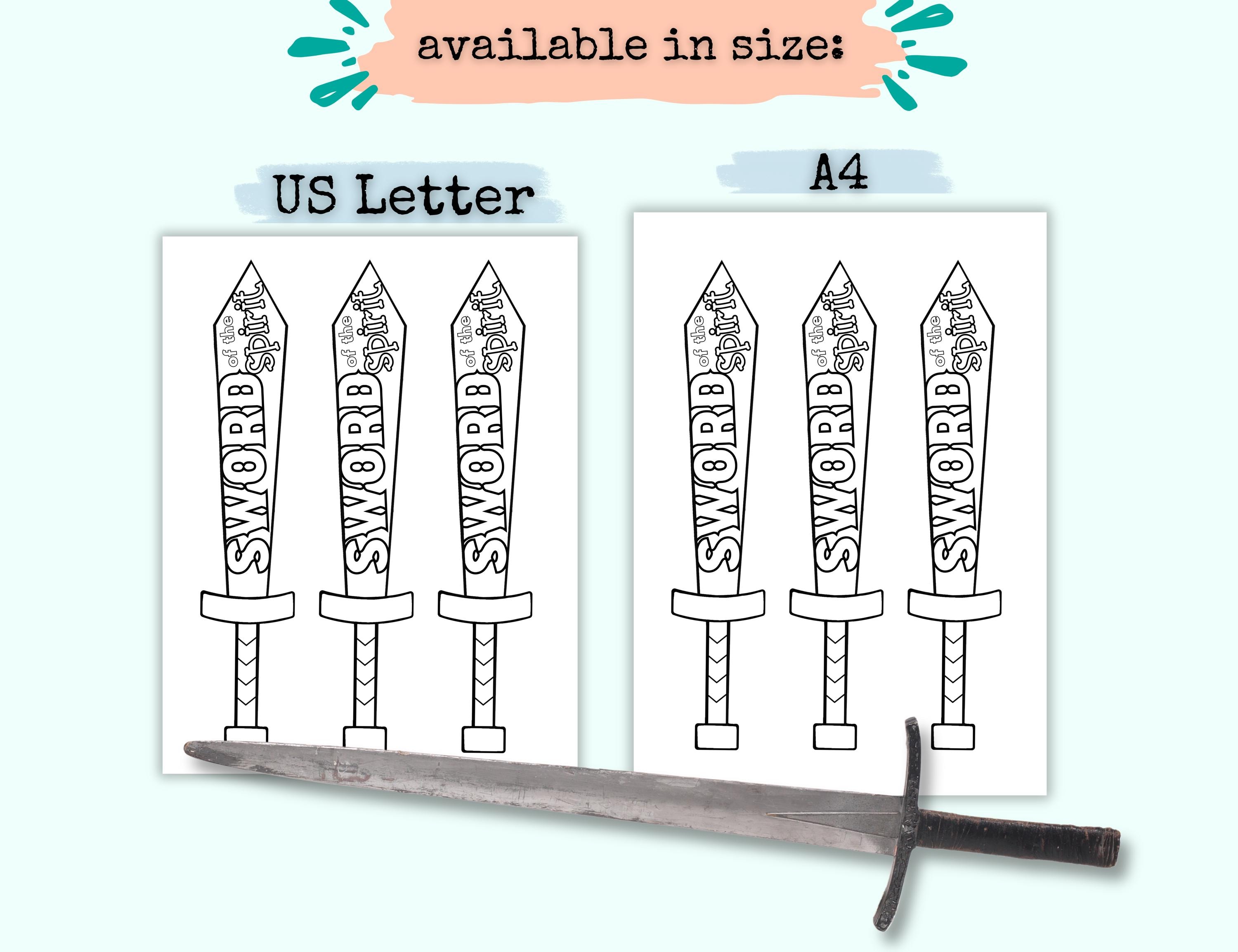 Sword of the Spirit Armor of God Bookmark Coloring Activity for Kids ...