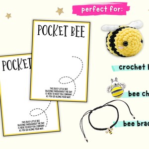 Printable Pocket Bee Cards for Crochet Bees, Bee Charms, Amigurumi Bees ...