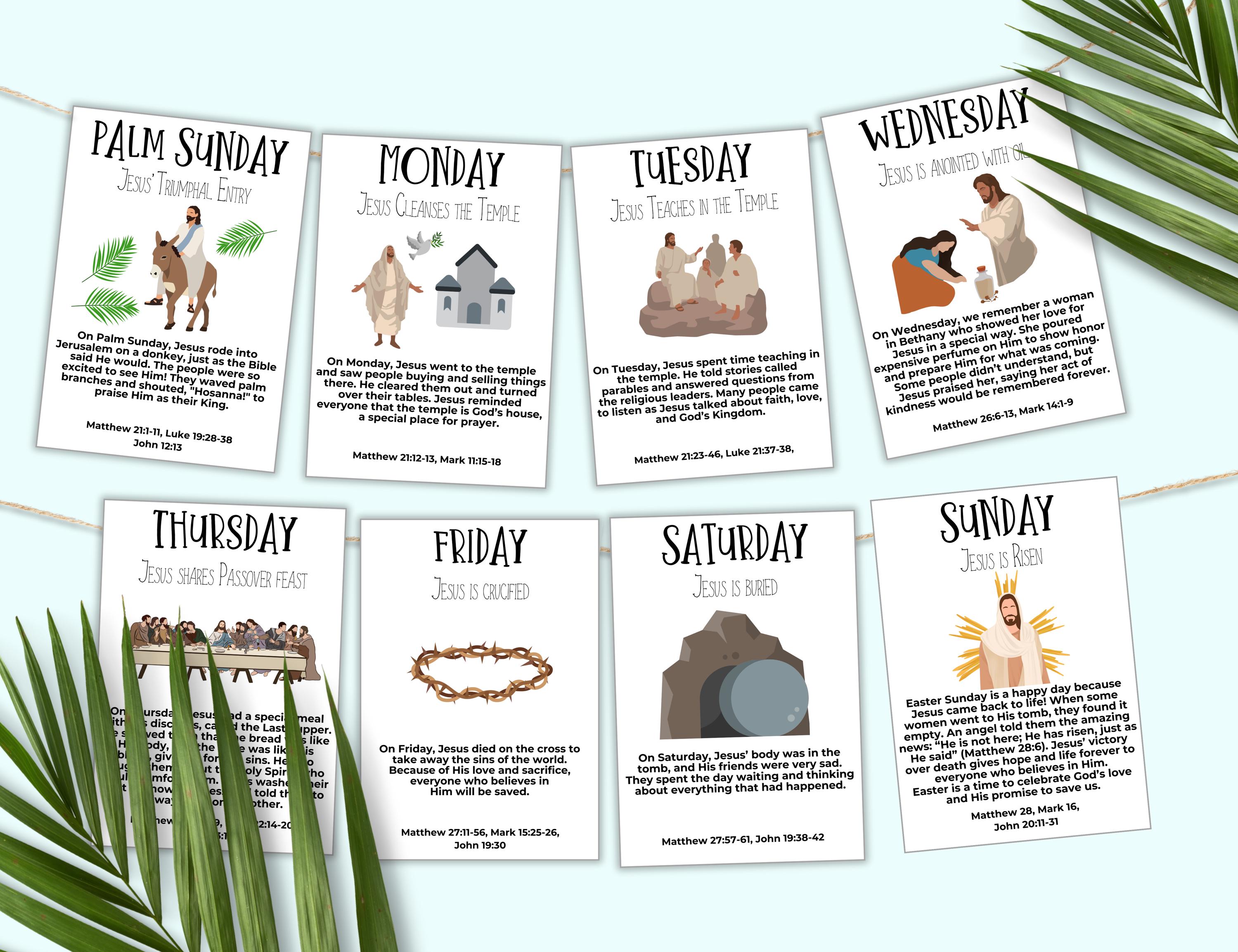 Holy Week Cards for Kids, Kids Easter Story Cards, Easter Advent ...