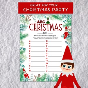 Elf Christmas ABC Race Game, Printable Elf Game, Kids Elf Game, Elf ...