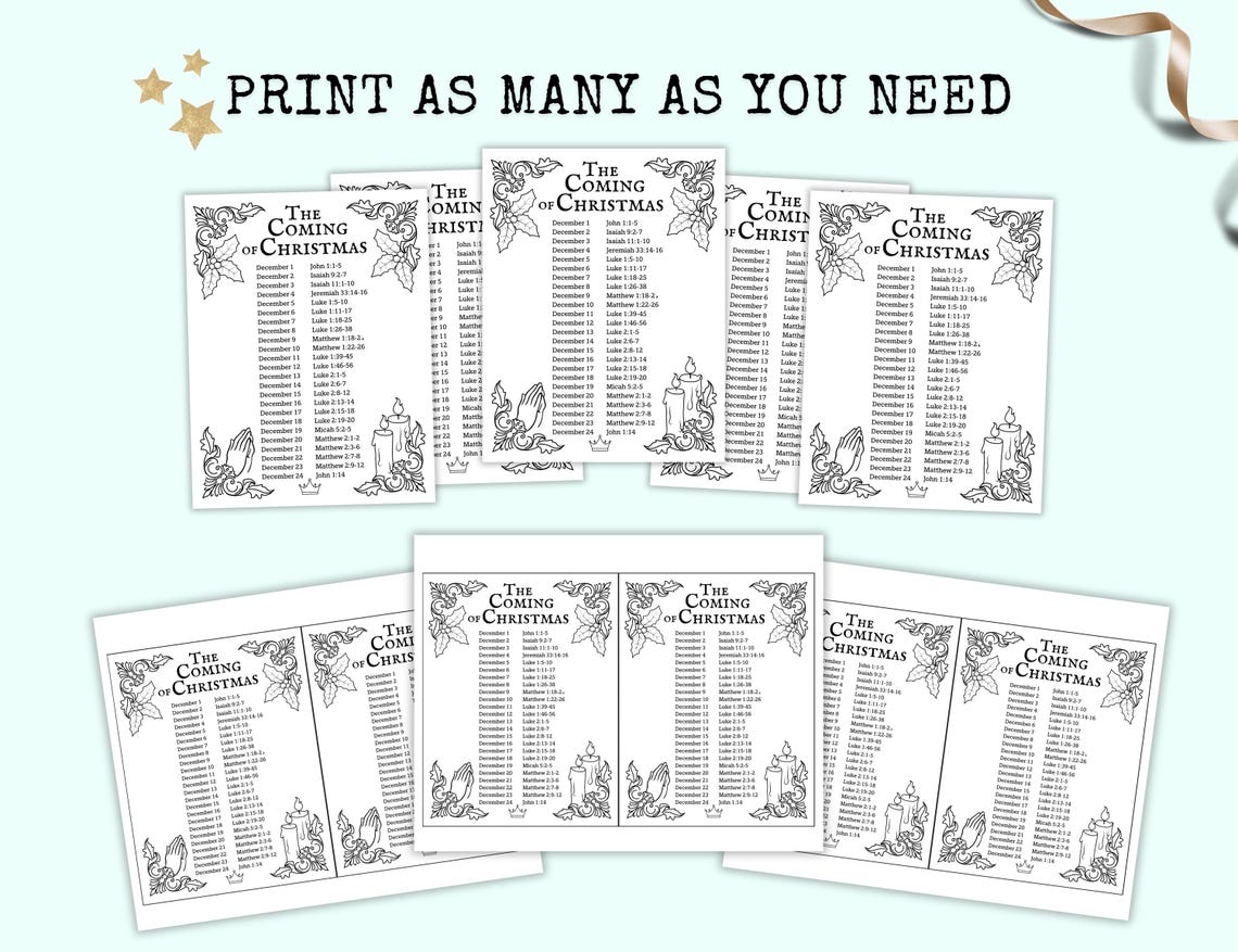 Christmas Scripture Bible Reading Plan, Scripture Calendar, Christian ...