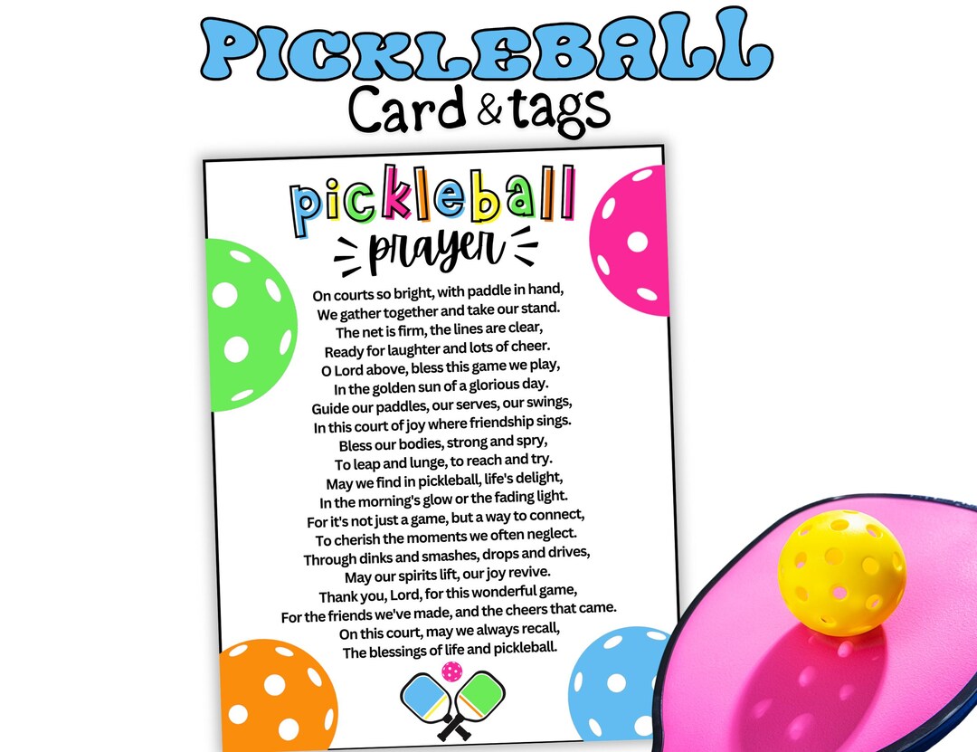 Pickleball Prayer Tags & Card, Printable Pickleball Tags, Pickleball ...