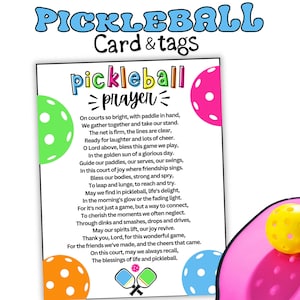 Pickleball Prayer Tags & Card, Printable Pickleball Tags, Pickleball ...