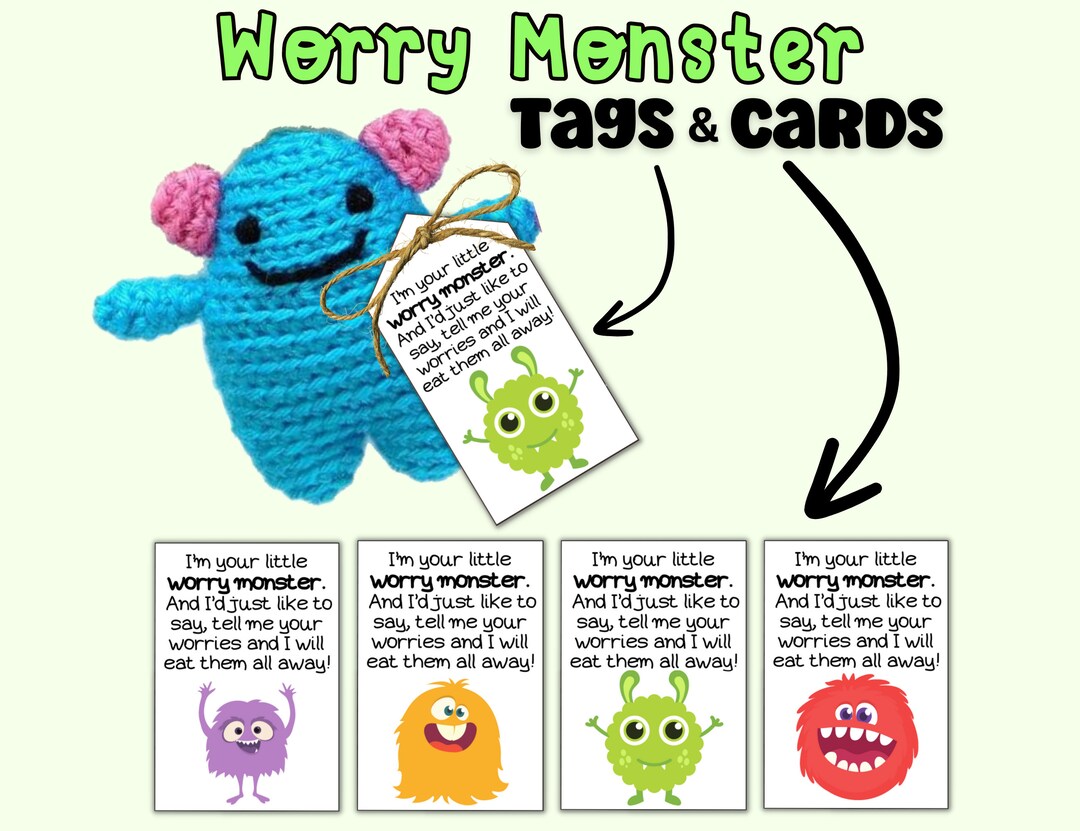 Worry Monster Tags & Worry Monster Cards for Crochet Monsters and Worry ...