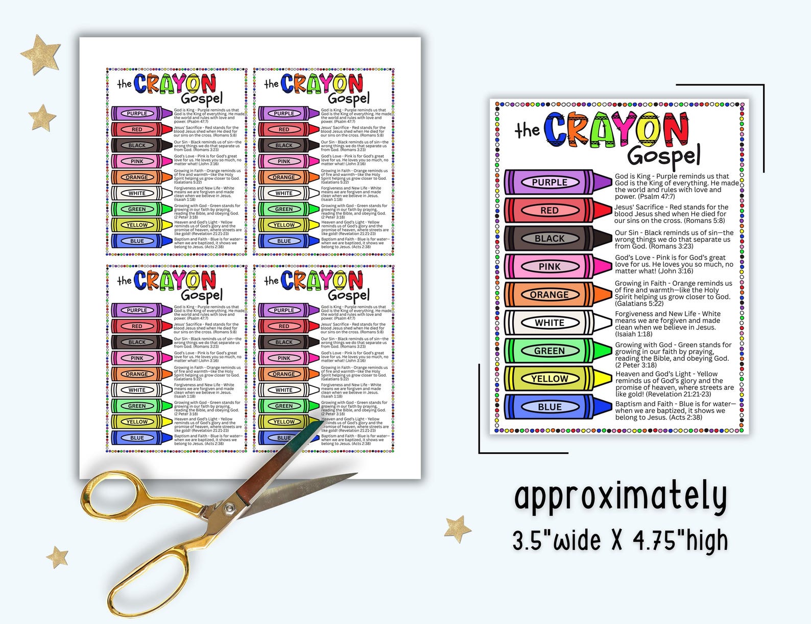 Crayon Gospel Plan of Salvation Printable Gift Tags, Crayon Bible Verse ...