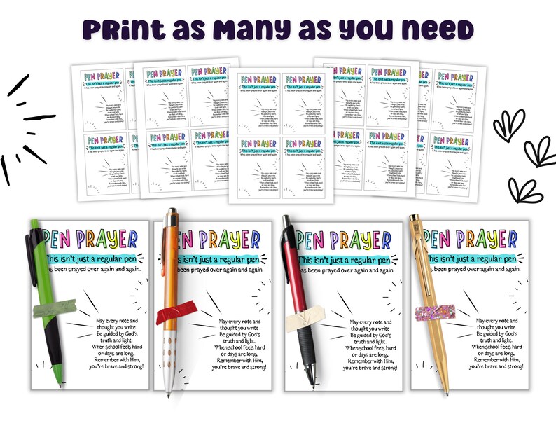Pen Prayer Tags, Back to School Prayer Tag, Pen Tags for Students, Back ...