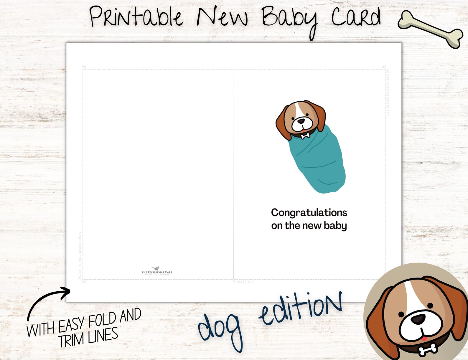 Congratulations on New Dog Card, New Puppy Card, Swaddled Dog Card ...