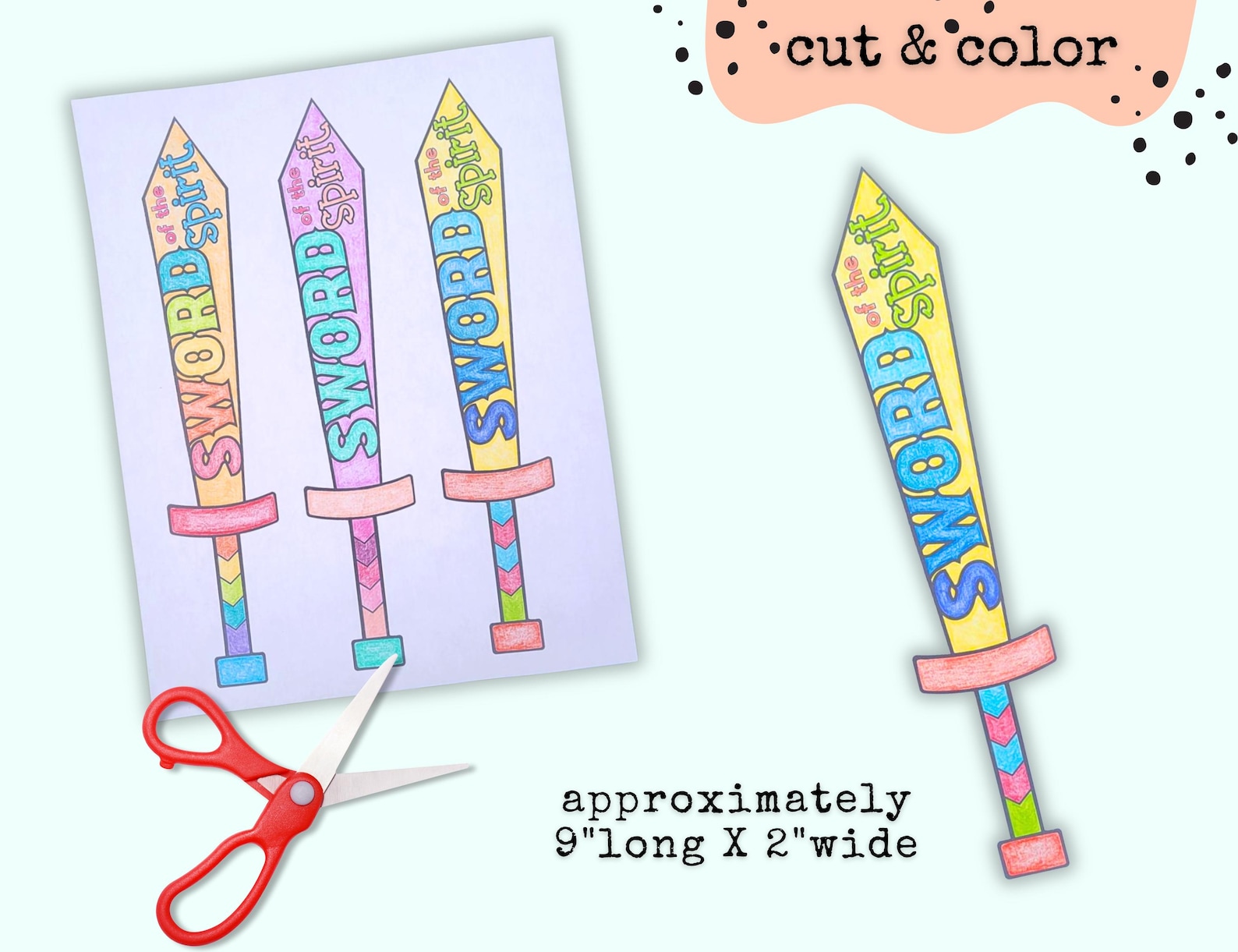 Sword of the Spirit Armor of God Bookmark Coloring Activity for Kids ...