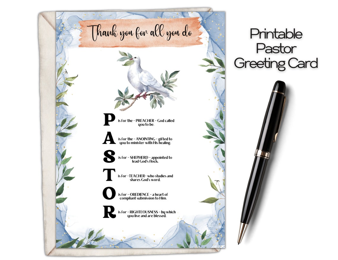 Pastor Card, Pastor Appreciation Card, Pastor Thank You Card, Gift for ...
