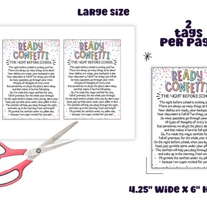 Ready Confetti Back to School Printable Tags, Night Before School Gift ...