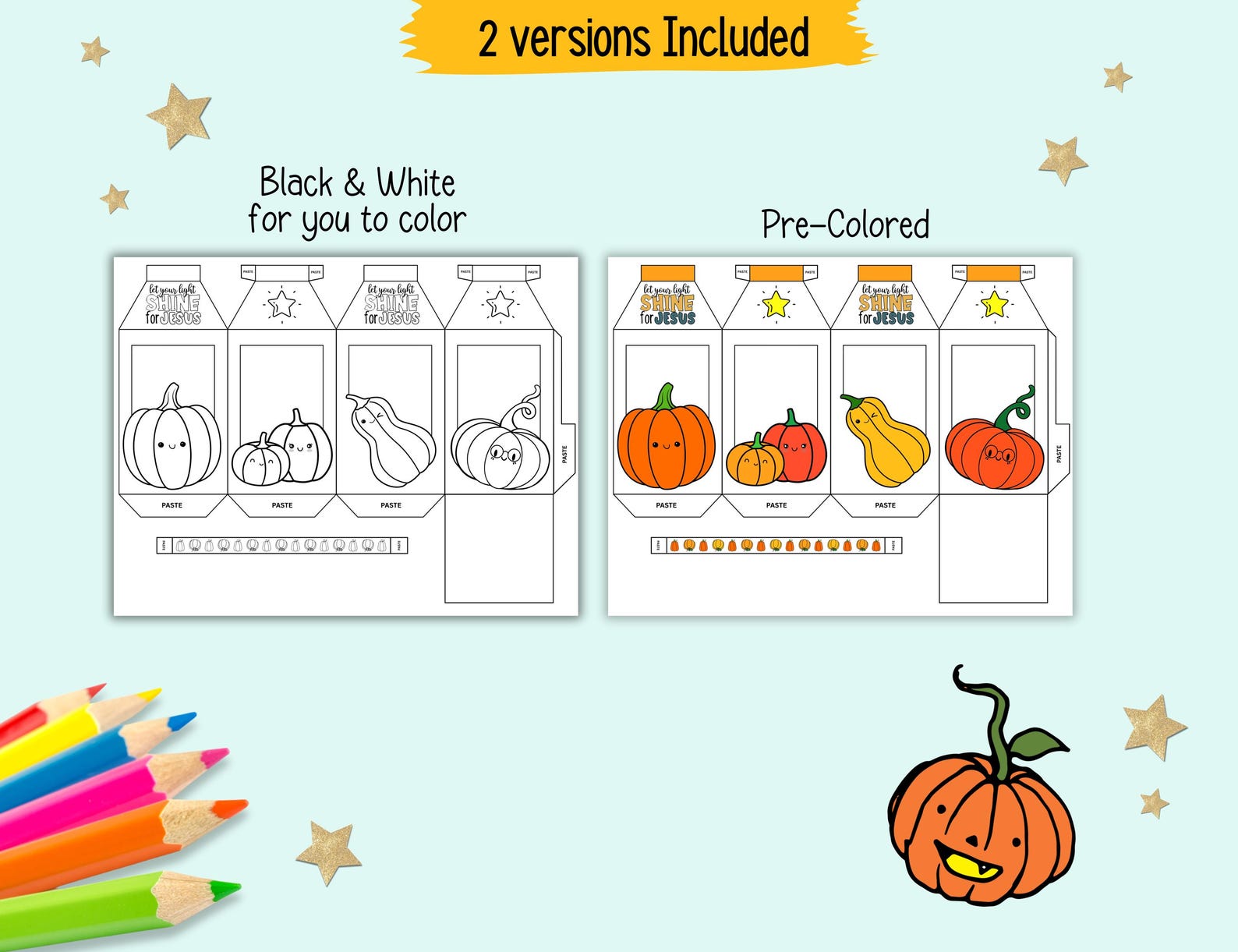 Pumpkin Paper Lantern Lamp for Kids, Let Your Light Shine for Jesus ...