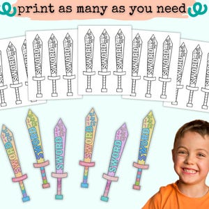 Sword of the Spirit Armor of God Bookmark Coloring Activity for Kids ...