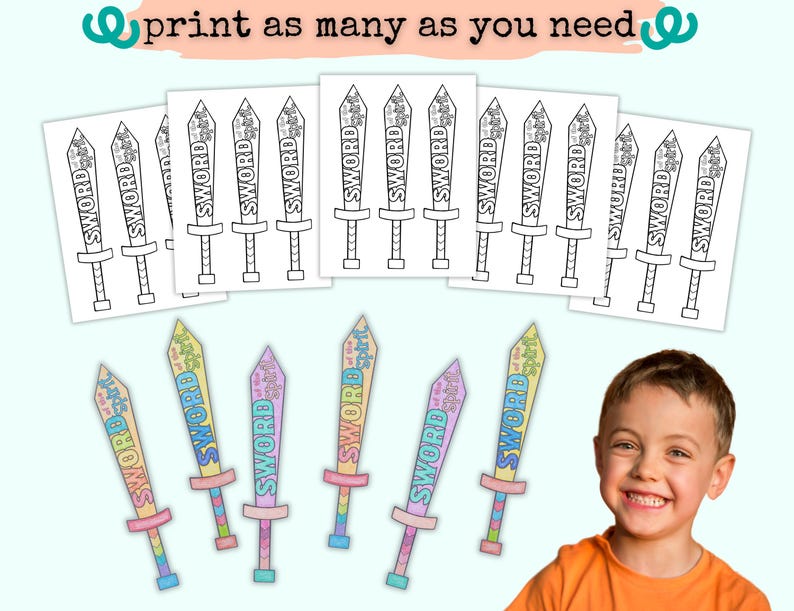 Sword of the Spirit Armor of God Bookmark Coloring Activity for Kids ...