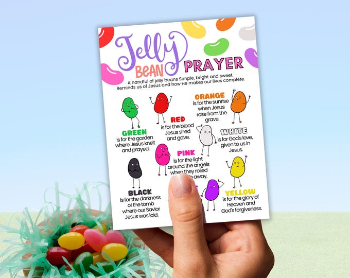 Jelly Bean Prayer Poem Printable, Religious Gift Tags, Easter Basket ...