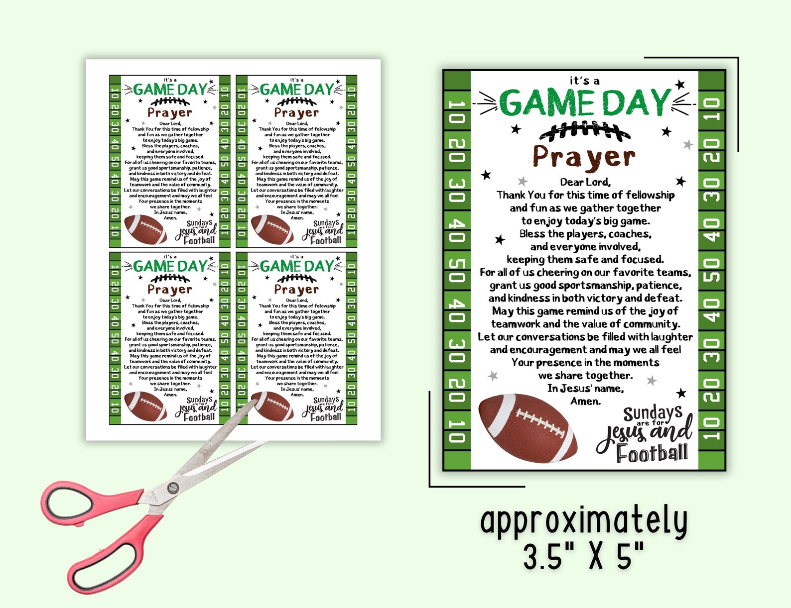 Football Party Prayer Cards, Football Prayer, Christian Football Party ...