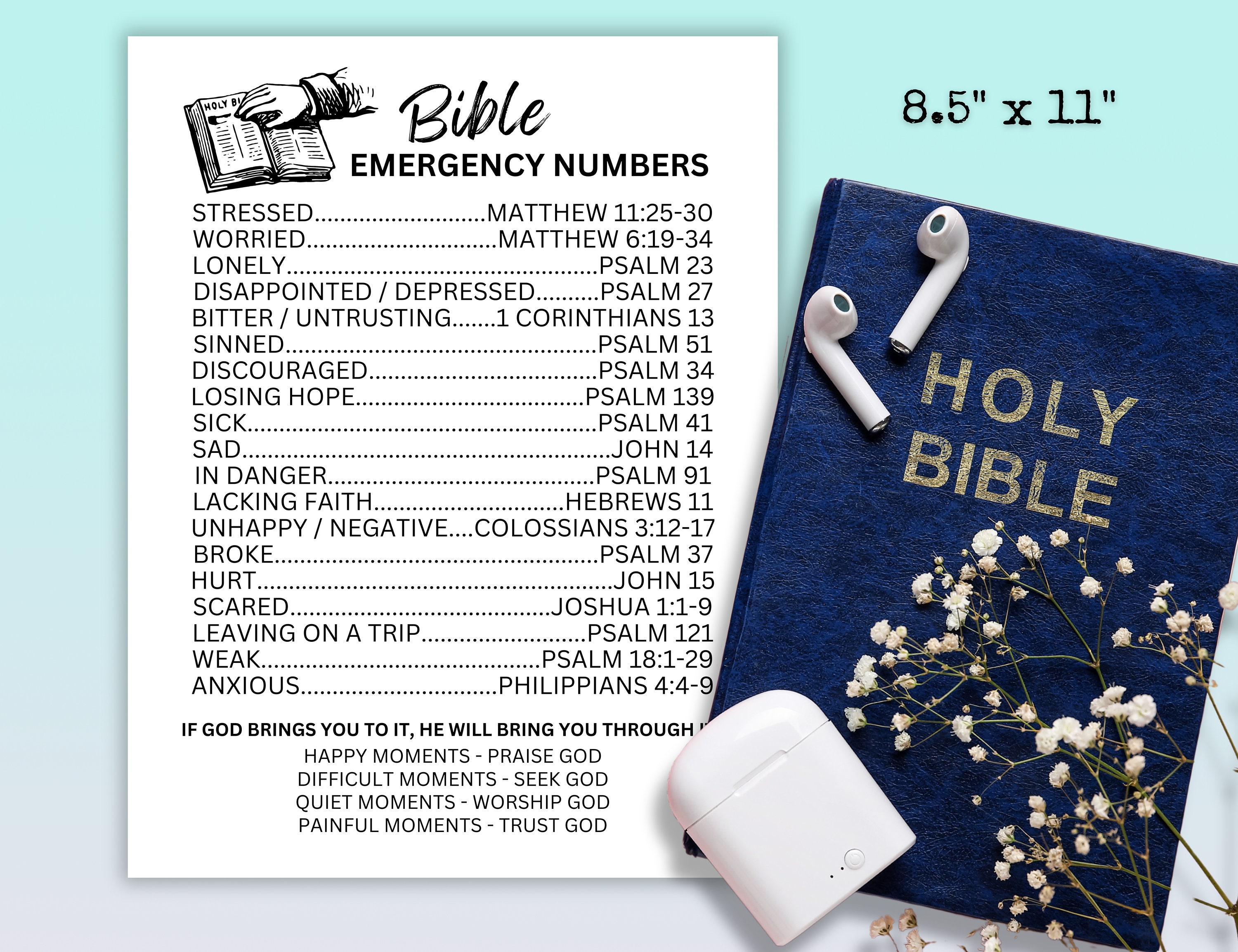 Bible Emergency Numbers Printable, Emergency Bible Verses, Scripture ...