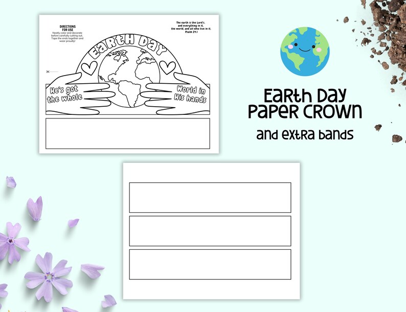 Earth Day Activity for Kids, Earth Day Printable Paper Crown, Earth Day ...