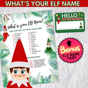 Elf Name Game, Christmas What's Your Elf Name With Name Tags, What's ...