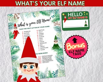 What's Your Elf Name, Name Tags. Printable Download, Christmas Party ...
