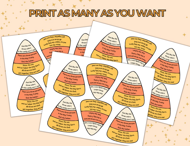 Candy Corn Trinity Tag Christian Halloween Treat Tag for Goody - Etsy