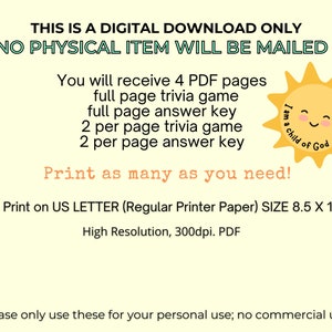 Easter Trivia Game for Kids Printable Easter Story Game Sunday School ...