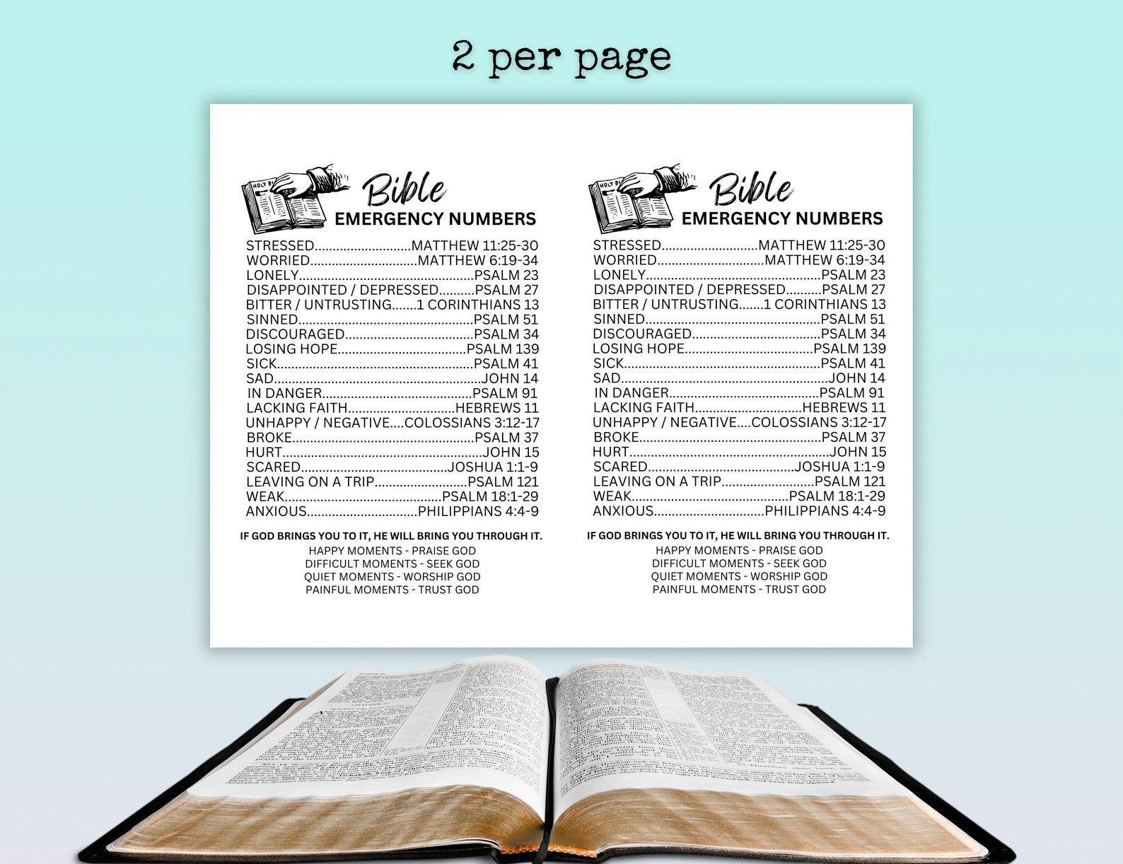 Bible Emergency Numbers Printable, Emergency Bible Verses, Scripture ...