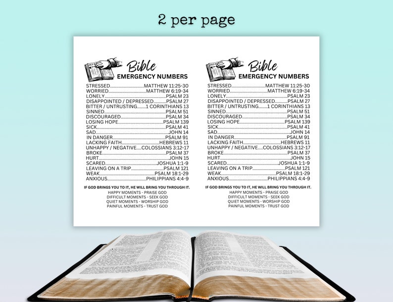 Bible Emergency Numbers Printable, Emergency Bible Verses, Scripture ...