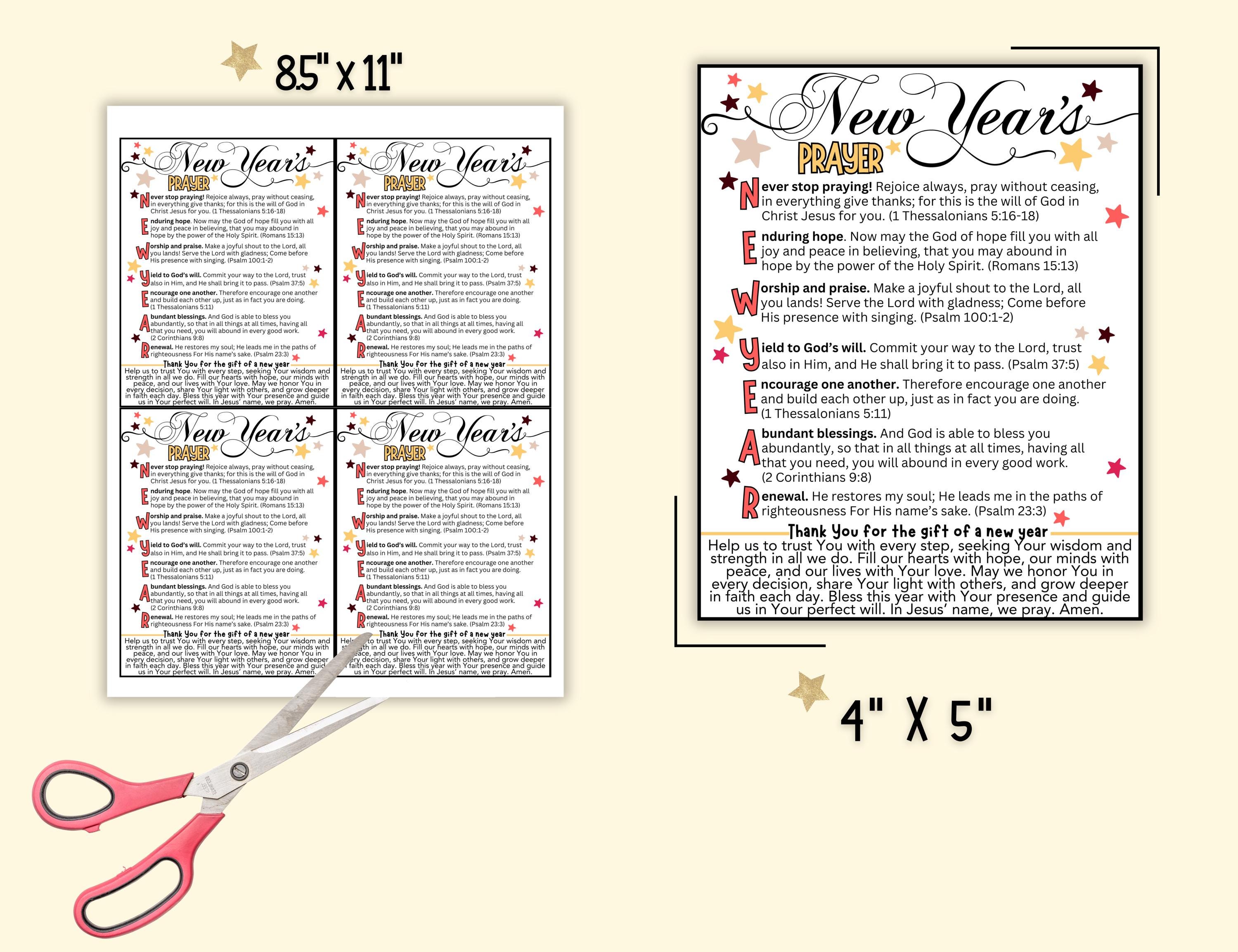 New Year's Prayer, New Year's Eve Scripture Cards, 2026 New Years Eve ...