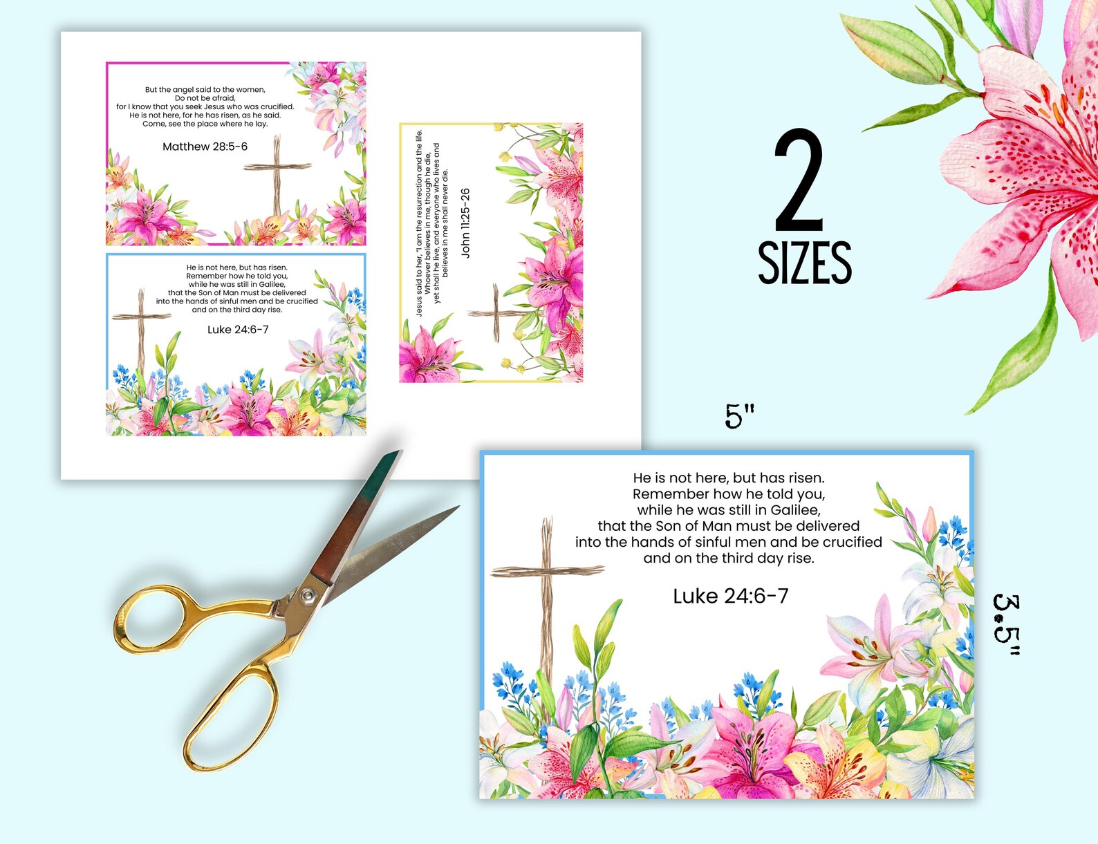 Easter Scripture Cards Christian Easter Bible Verse Card, Easter Sunday ...