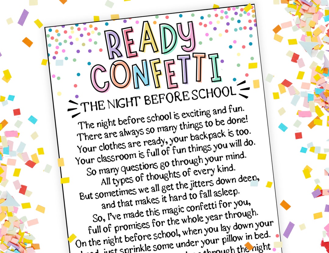 Ready Confetti Back to School Printable Tags, Night Before School Gift ...