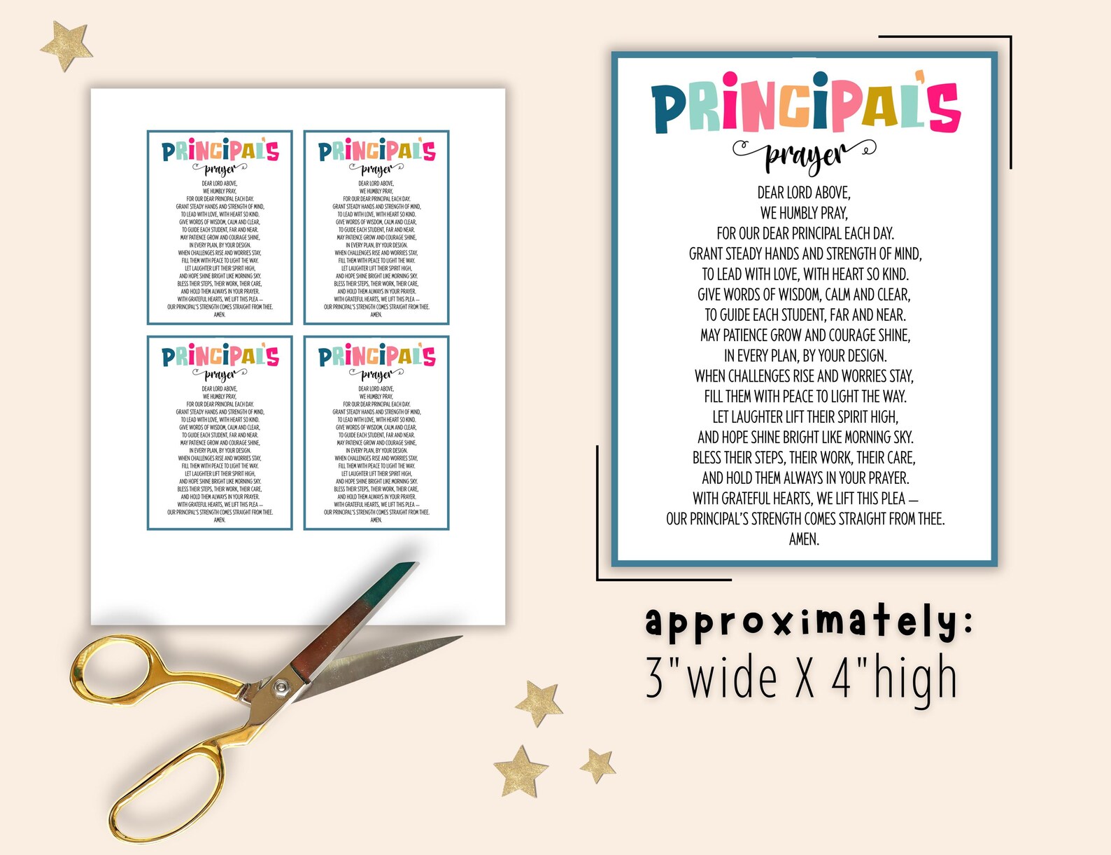 Principal Prayer Appreciation Card, Principal Thank You Tags, Principal ...