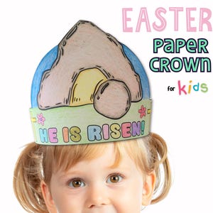 He is Risen Easter Sunday Craft, Paper Crown Coloring Activity, Easter ...