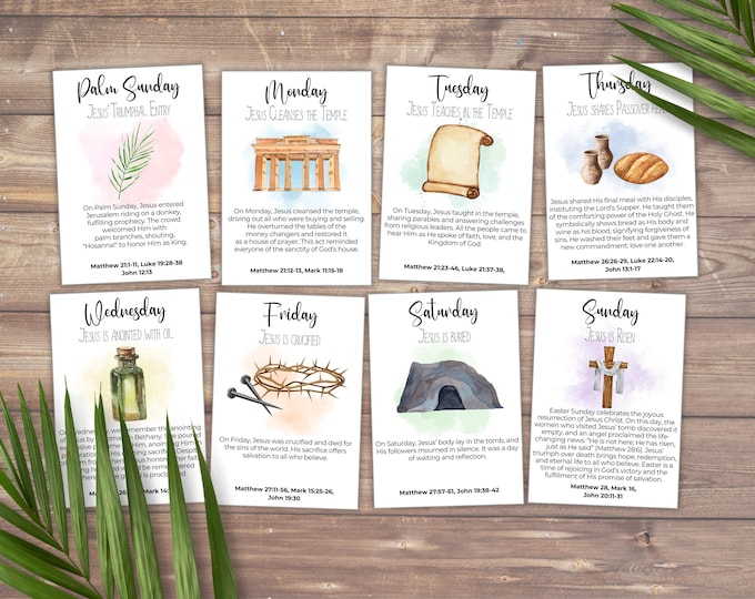 Holy Week Cards, Easter Story Cards, Easter Advent Printable, Easter ...
