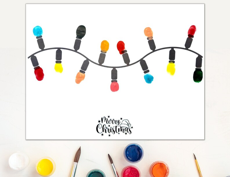 Christmas Tree Lights Fingerprint Craft, Thumbprint Craft for Kids ...